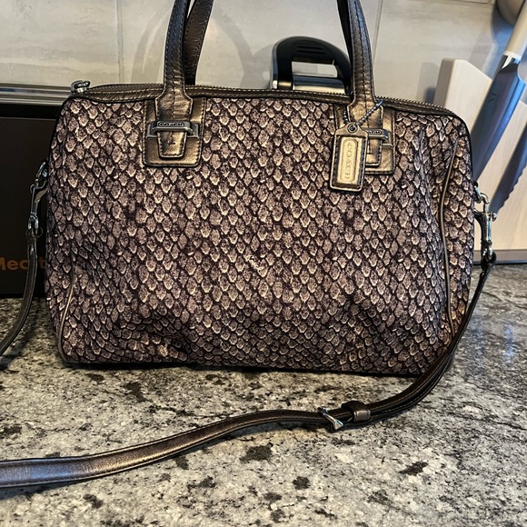 Coach | Bags | Coach Taylor Python Snake Shoulder Satchel Bag Gray ...